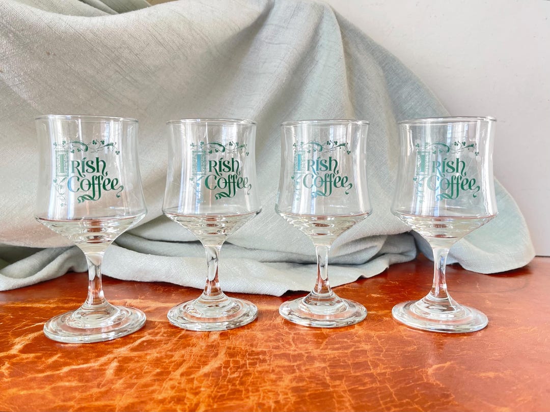 Vintage Irish Coffee Glasses Set of 4 Vintage Etched Glass Shamrock ...