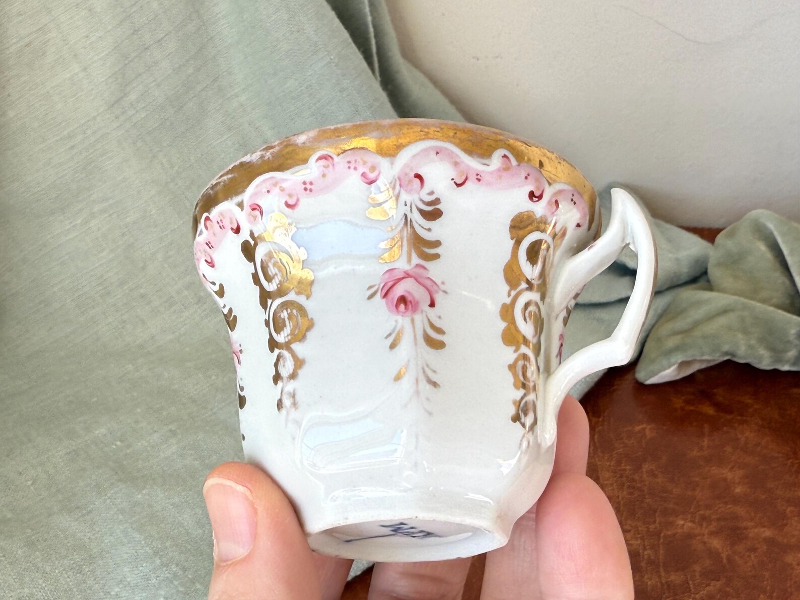 Antique KPM Germany Cup and Saucer Rare Hand Painted Rose and Gold ...