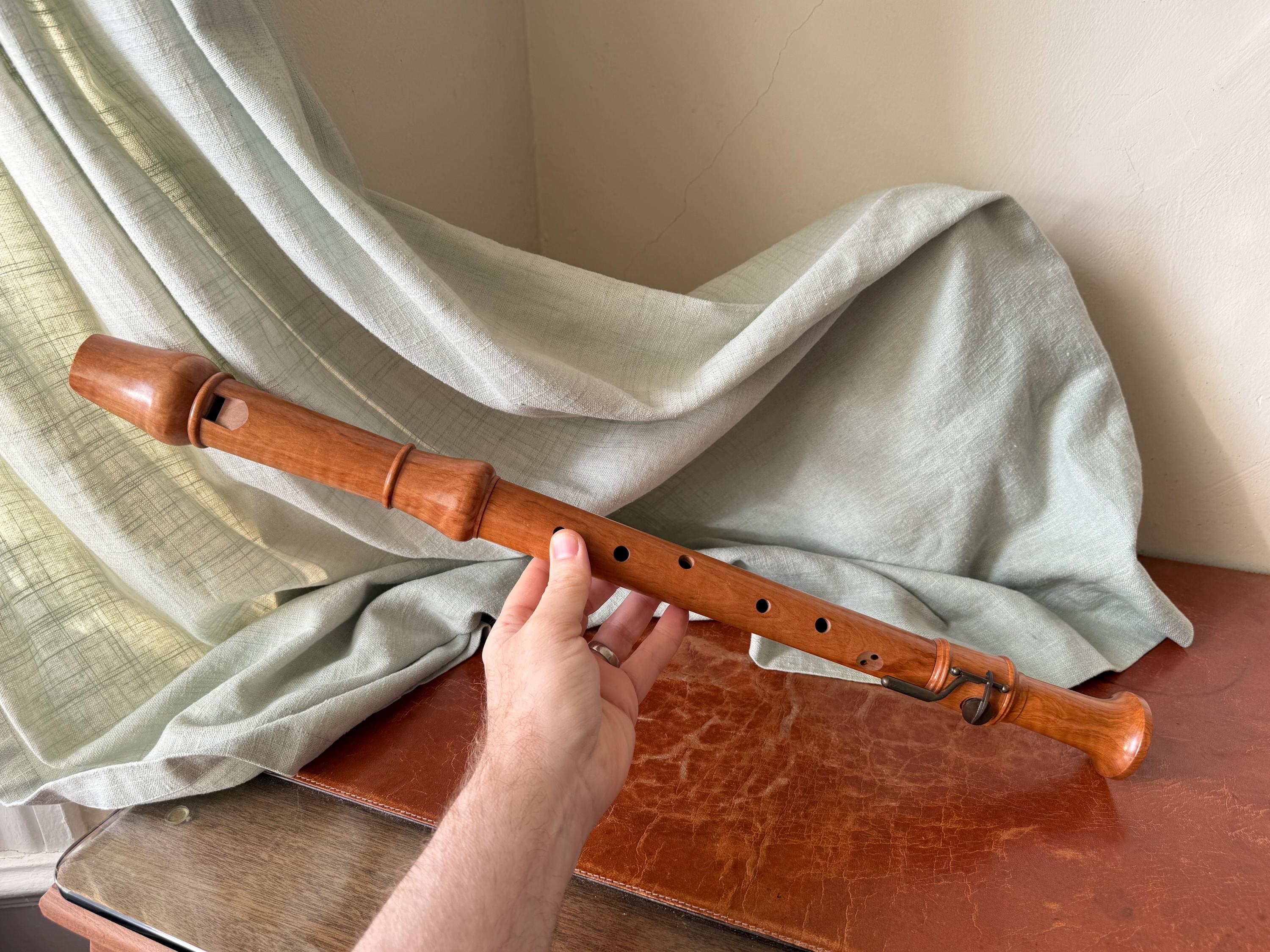 Vintage Kung Tenor Baroque Recorder Tiger Maple Wood Double Hole Keyed ...