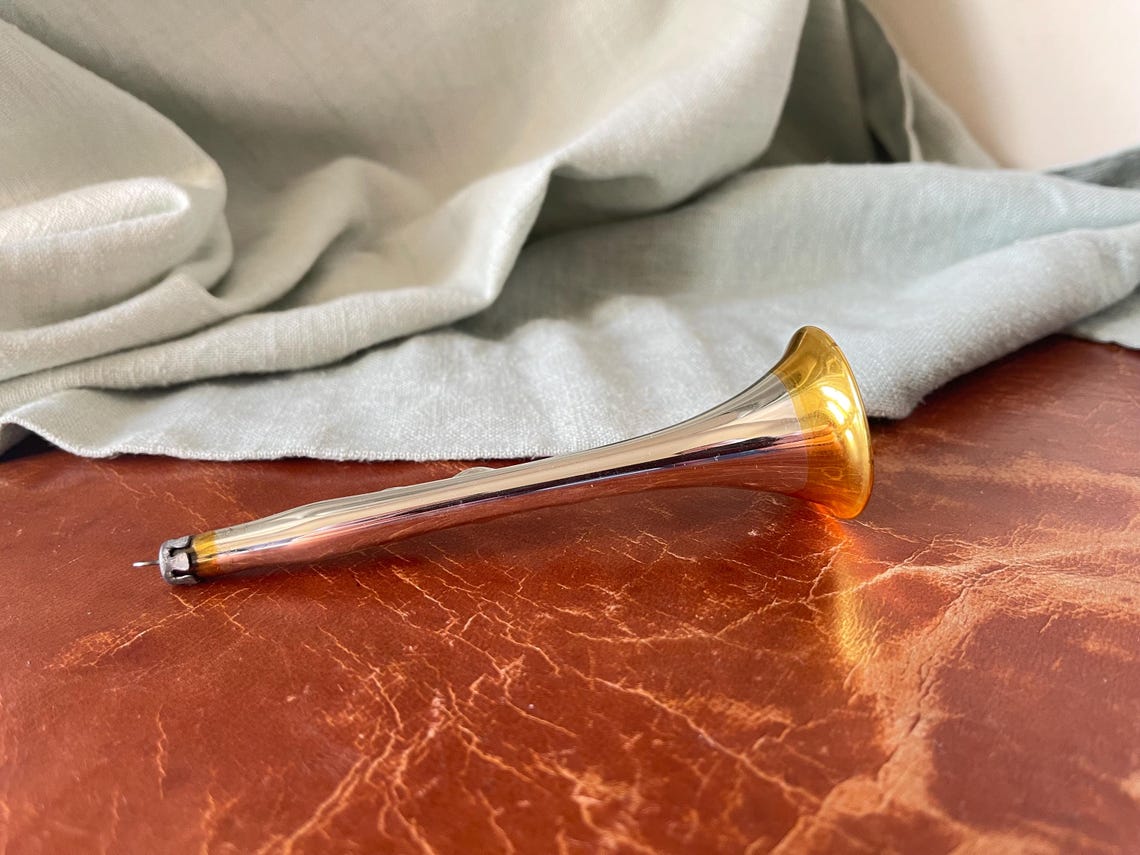 Vintage Glass Horn Ornament Mouth Blown Glass Hand Painted Musical ...