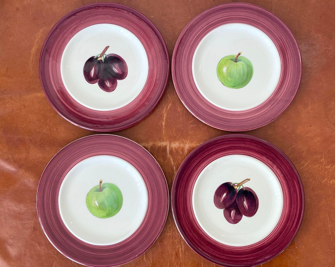 Italian Hand Painted Fruit Plates Set of 4 Salad Plates by Cherubini ...