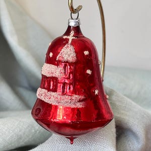 Antique German Blown Glass Bell Christmas Ornament Rare Embossed Church ...