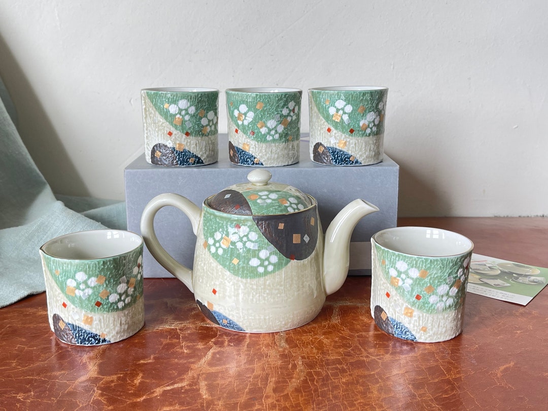Japanese Hand Painted Arita Porcelain Tea Set 7 Piece Lidded Teapot and ...