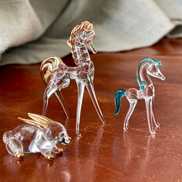 Glass Horse Figurine - Etsy