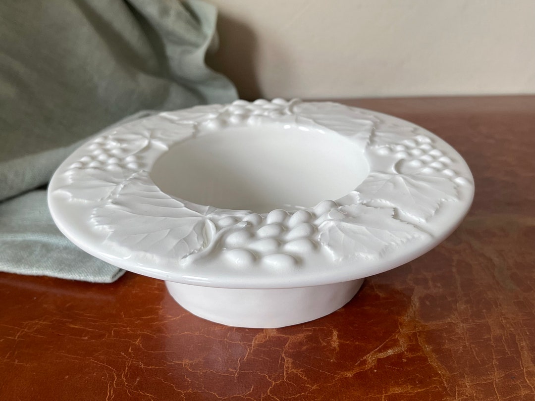 Italian Ceramic Grape Vine Wine Bottle Coaster Handmade Pottery Grape Cluster Design Made in ...