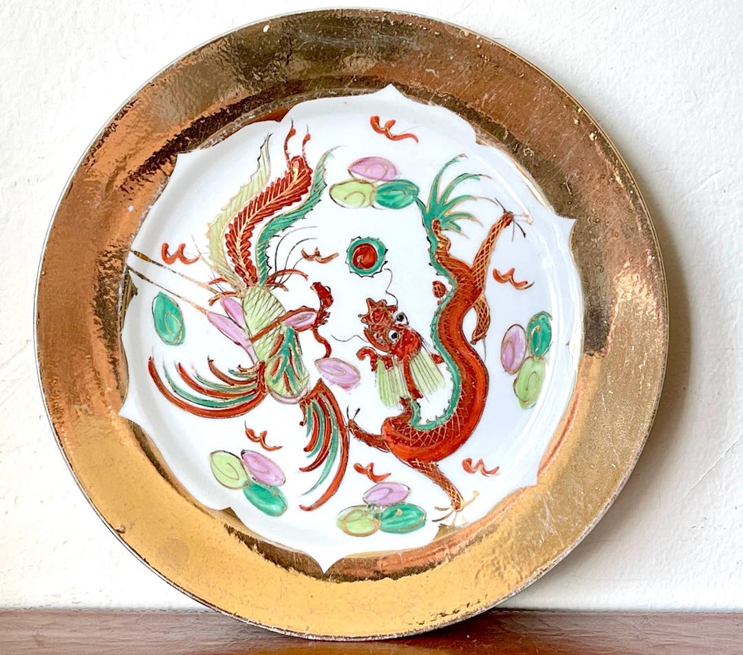 Antique Chinese Dragon and Phoenix Porcelain Plate 1920’s Republic ...