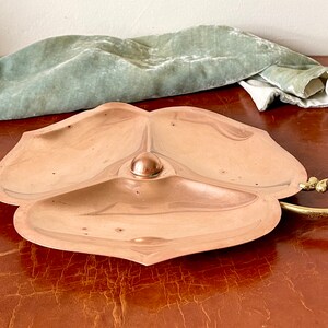 Copper Divided Flower Shaped Serving Tray With Brass Handle 1960s ...