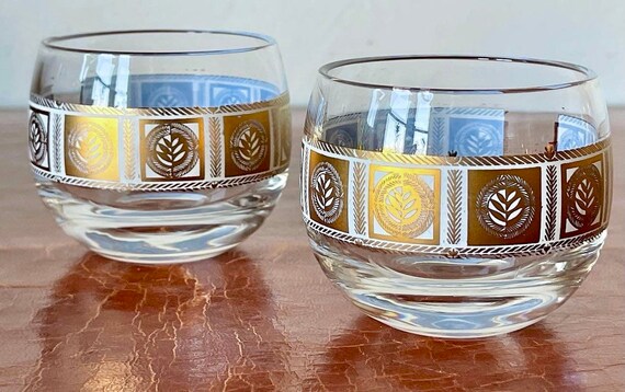 Set Of Six MCM Blue Roly Poly Cocktail Glasses Vintage Blue Round ...