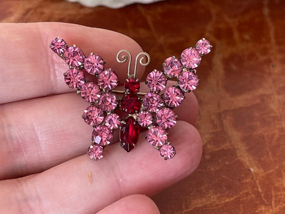 Verified Juliana Pink and Red Butterfly Brooch DeLizz… - Gem