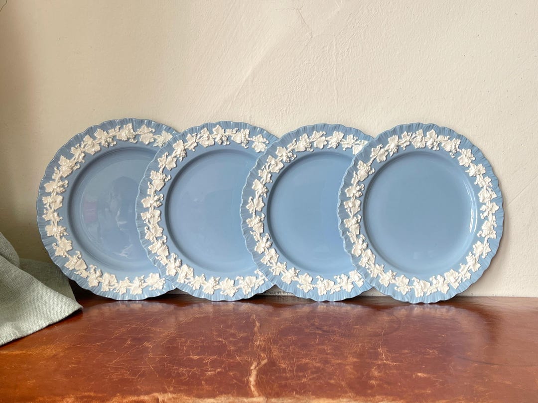 Vintage Wedgwood Embossed Queensware Salad Plates Set of 4 Blue and ...