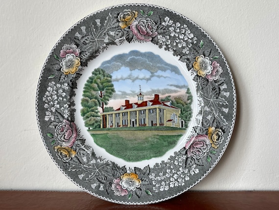 Old English Staffordshire Ware Mount Vernon Souvenir Plate - Etsy