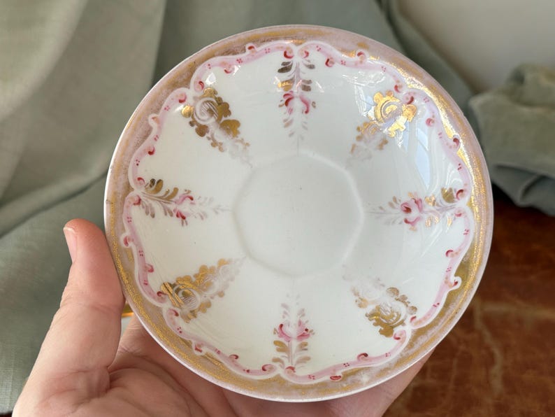 Antique KPM Germany Cup and Saucer Rare Hand Painted Rose and Gold ...