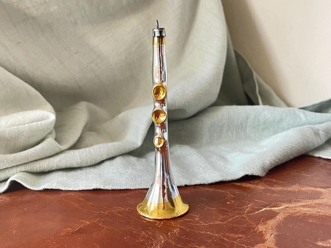 Vintage Glass Horn Ornament Mouth Blown Glass Hand Painted Musical ...