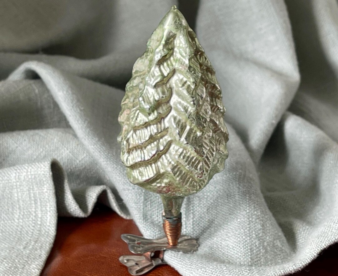 Antique German Tree Shaped Clip Ornament Rare Pale Green Blown Mercury ...