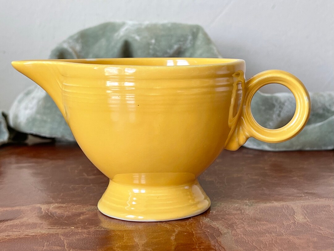 Vintage Fiesta Original Yellow Creamer 1940s Fiestaware Atomic Yellow ...