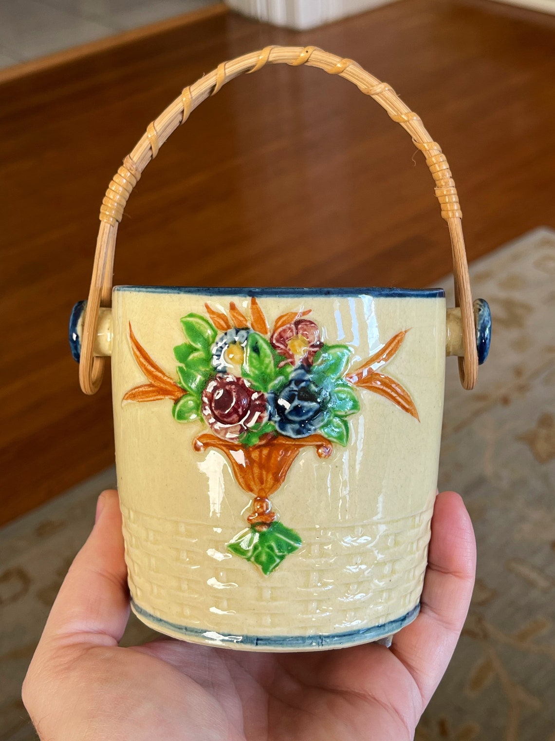 Japanese Hand Painted Majolica Biscuit Jar Lidded Floral - Etsy