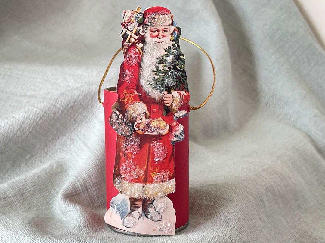 Victorian Scrap Santa Claus Candy Box Ornament Old Print Factory Die ...