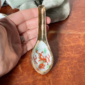 Vintage Chinese Red Dragon Spoons Set of 6 Hand Painted Porcelain ...