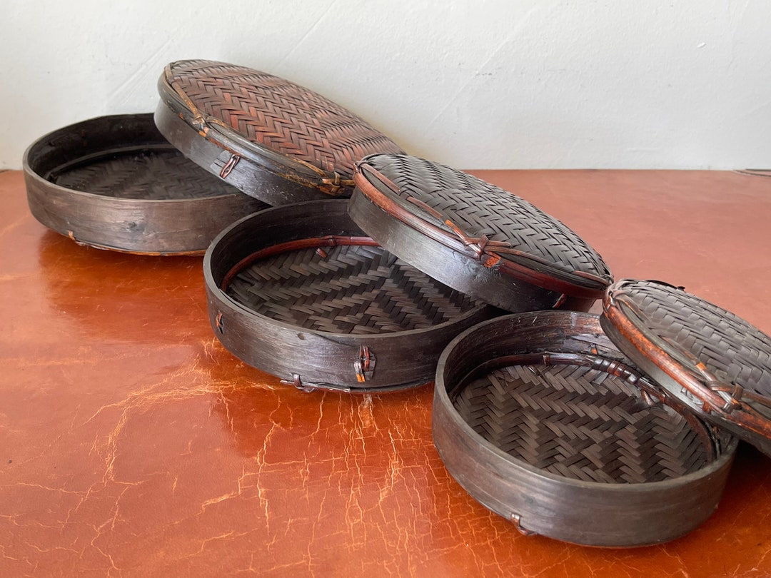 Vintage African Nesting Baskets Set of 3 Lidded Hand Woven Baskets Circa 1940’s Rare Folk Art ...