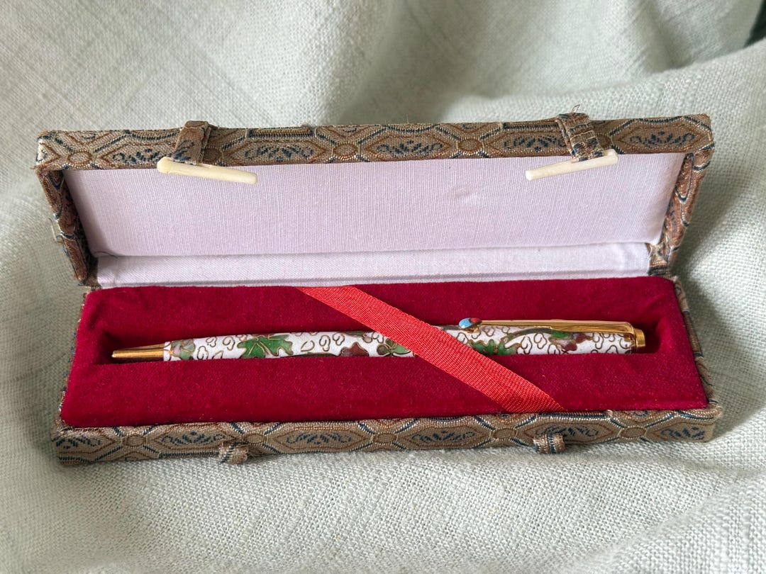 Chinese Cloisonne Pen Hand Painted Enameled Brass Ballpoint Pen With ...