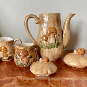 Vintage Mushroom Tea Set 1970s Hand Painted Mushroom Teapot Covered ...