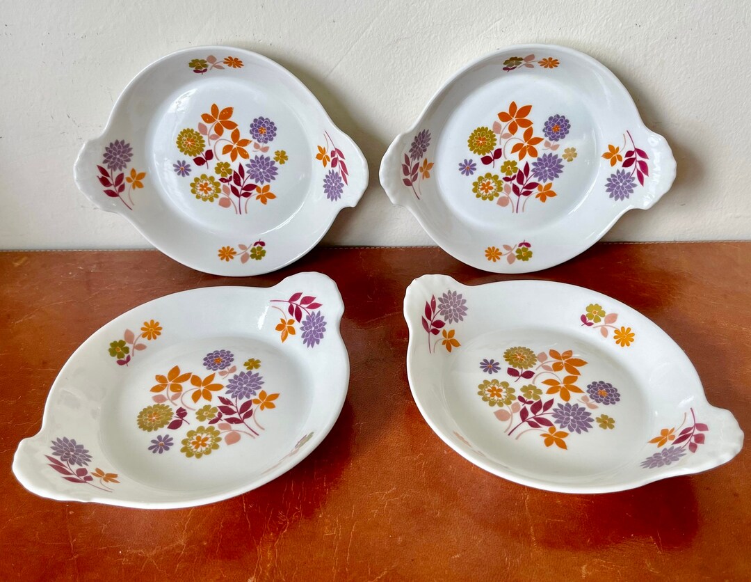Vintage Au Gratin Dishes Set of 4 Apilco French Porcelain Baking Dishes ...