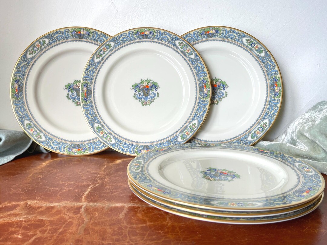 Lenox Autumn Pattern Dinner Plates Set of 6 NOS Enameled Floral Scroll ...