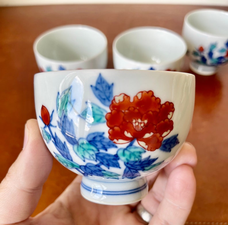 Nabeshima Porcelain Tea Cups Set of 4 IMAEMON Living National Treasure ...