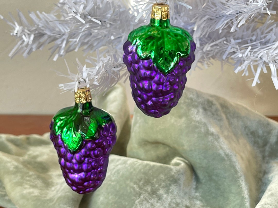 Vintage German Grape Cluster Mercury Glass Christmas Ornaments Set of 2 ...