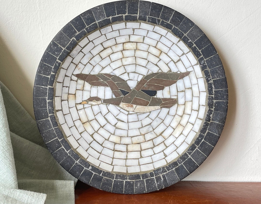 Vintage Danish Marble Mosaic Bowl Heide Mid Century Stone Mosaic Art ...