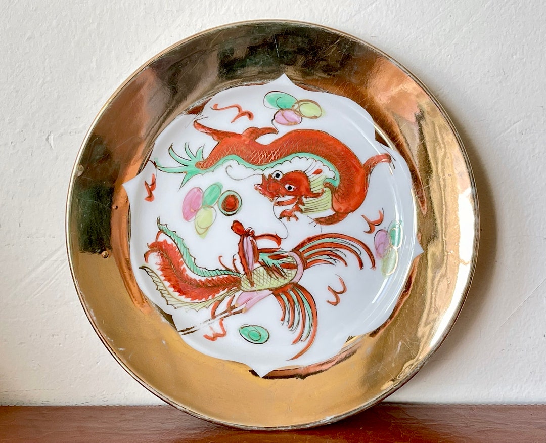 Antique Chinese Dragon and Phoenix Porcelain Plate 1920s Republic ...