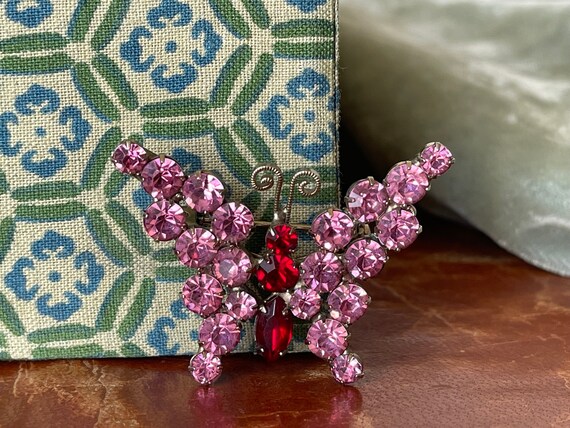 Verified Juliana Pink and Red Butterfly Brooch DeLizz… - Gem