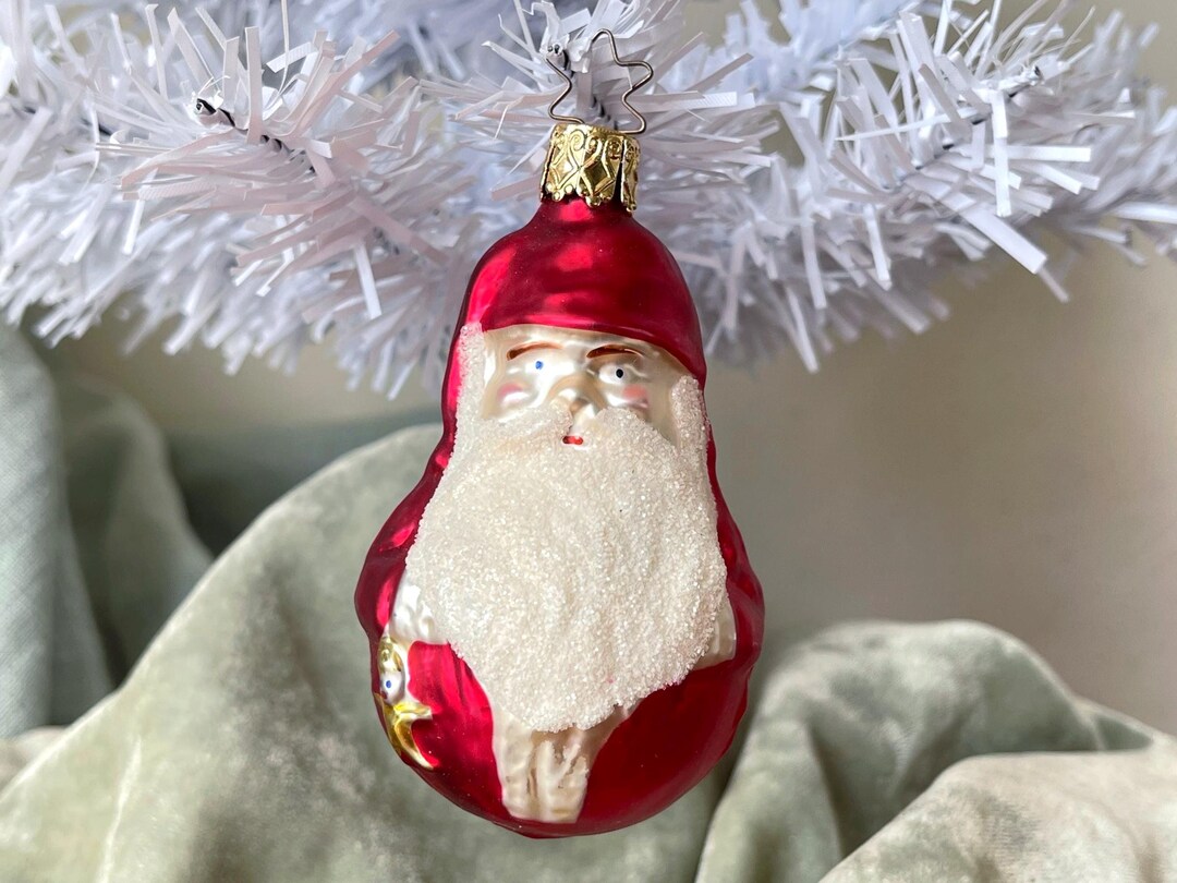 Vintage Santa Claus Roly Poly Christmas Ornament Rare German Inge Glas ...