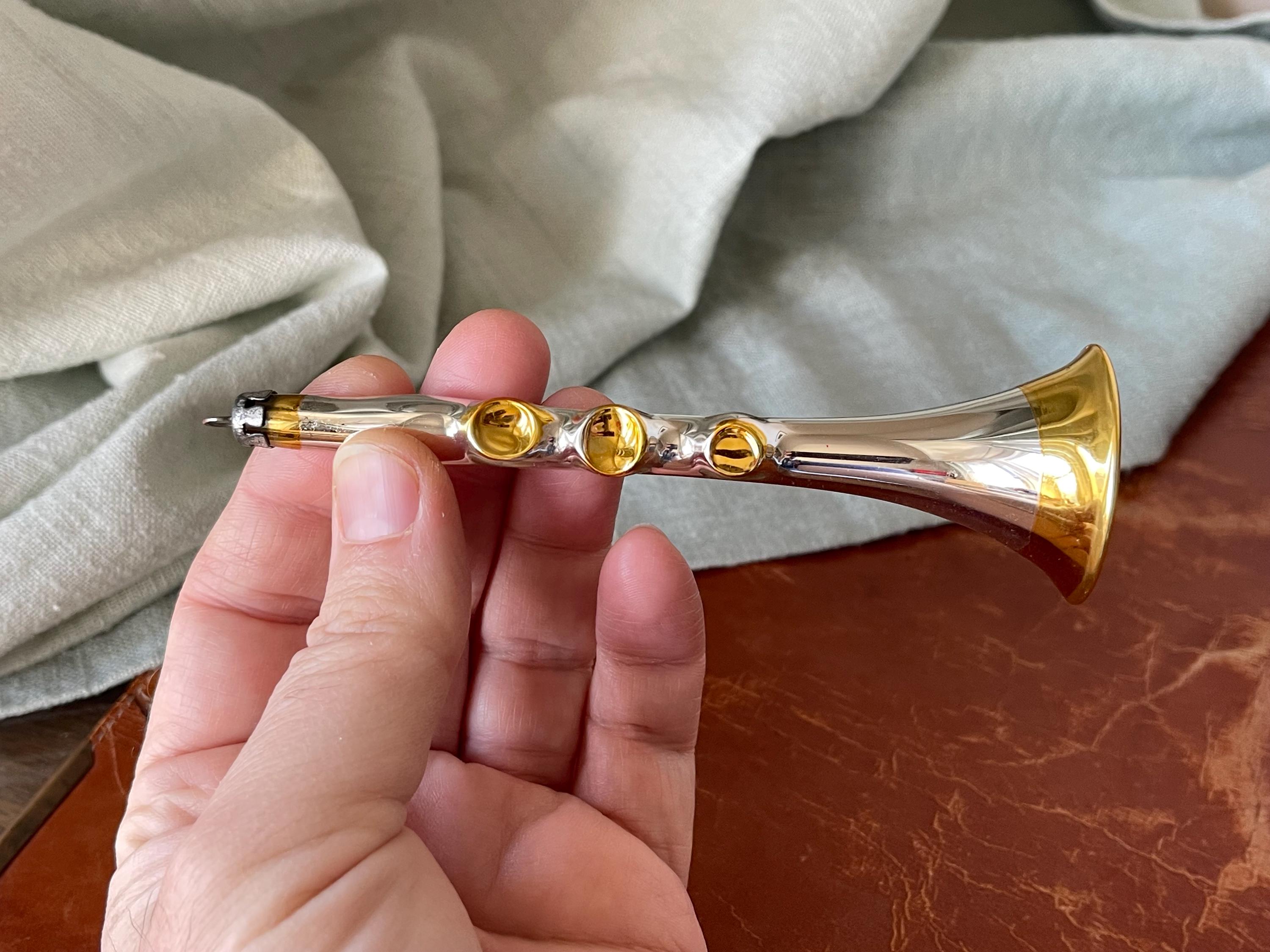 Vintage Glass Horn Ornament Mouth Blown Glass Hand Painted Musical ...