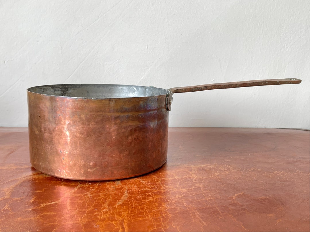 Hammered Copper Sauce Pan With Riveted Copper Handle Tin Lined Hand ...
