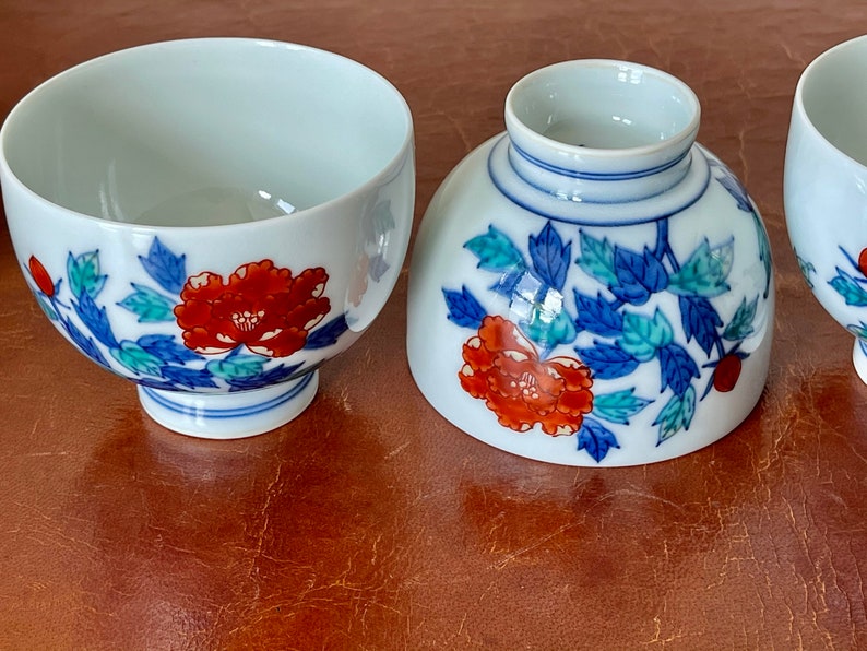 Nabeshima Porcelain Tea Cups Set of 4 IMAEMON Living National Treasure ...