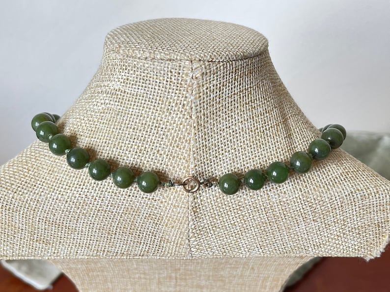Vintage Jade Bead Necklace 16 Inch Long 8mm Dark Green - Etsy
