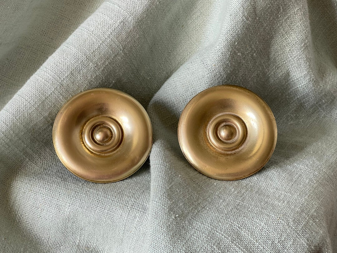 Vintage 1960s Brass Drawer Pulls Cabinet Knobs Set or 2 MCM Hollywood Regency Cabinet Pulls ...