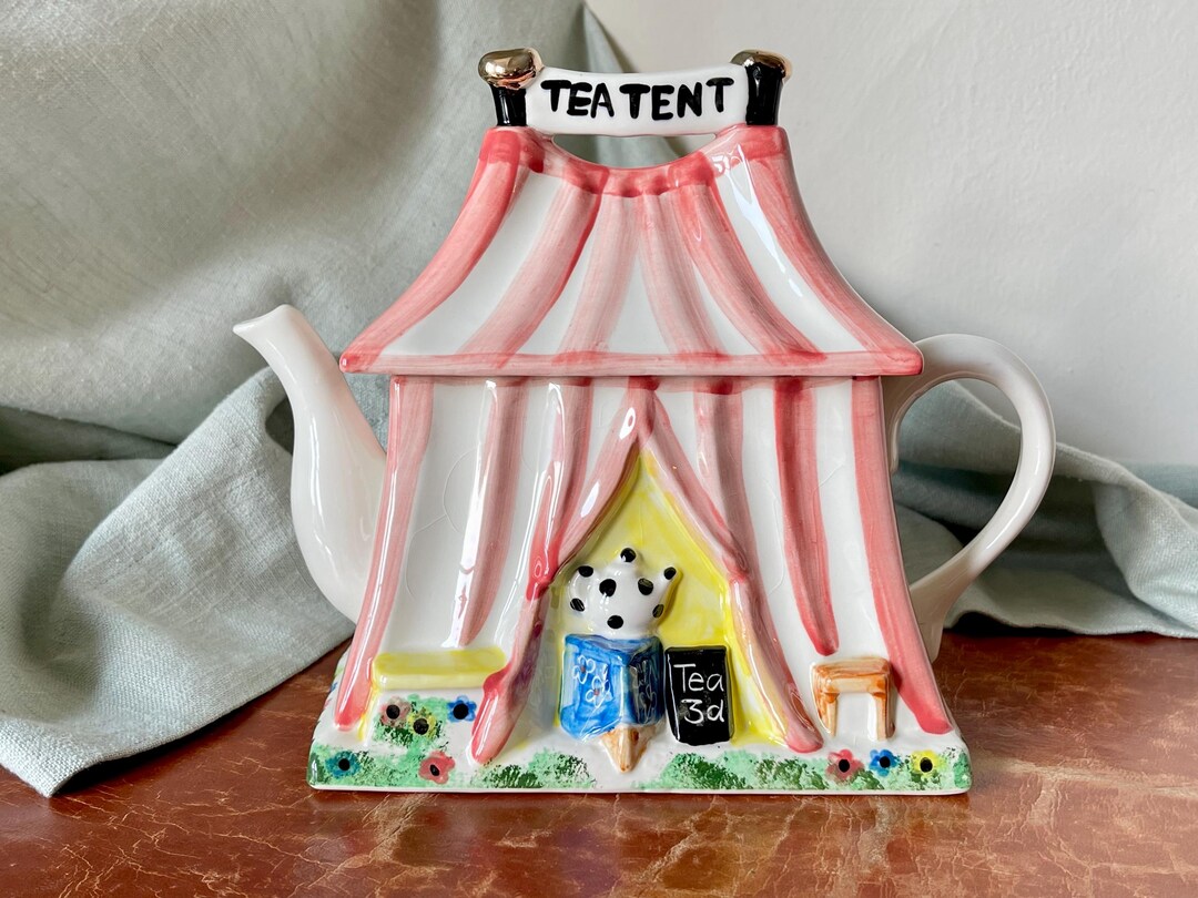 TONY CARTER Circus Tent Teapot Rare Hand Painted Collectible English ...