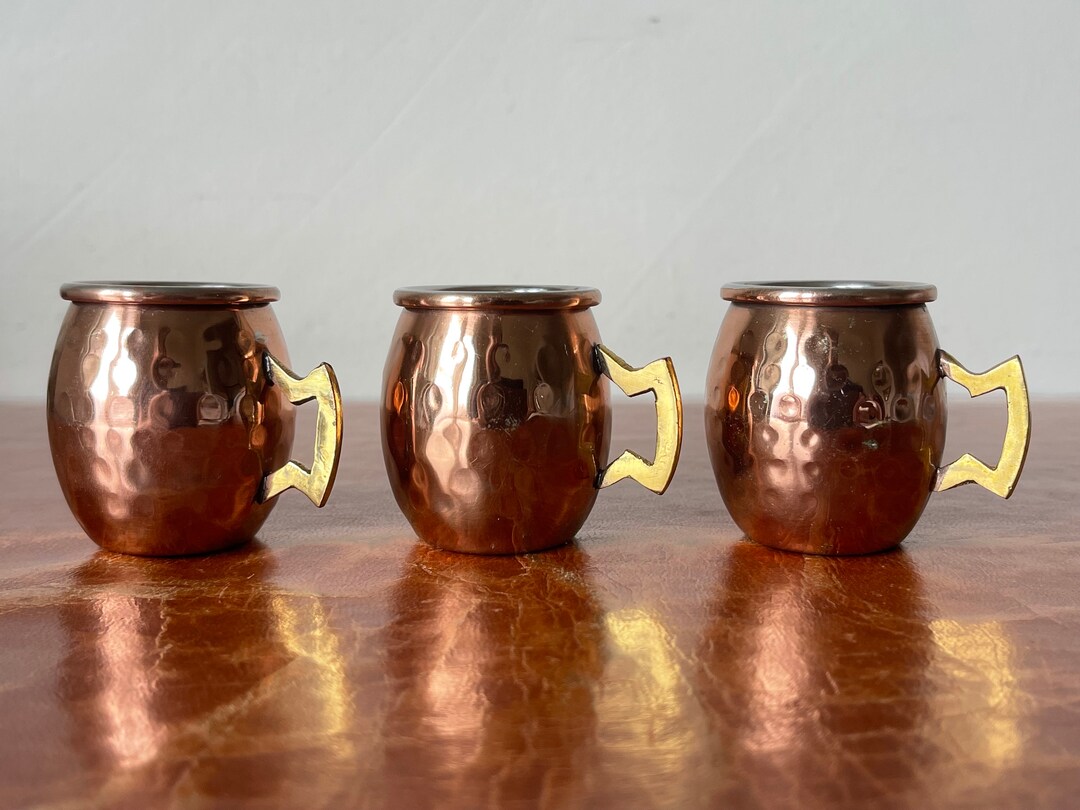 Mini Moscow Mule Copper Shot Mugs Set of 3 Hammered Copper Cups With ...