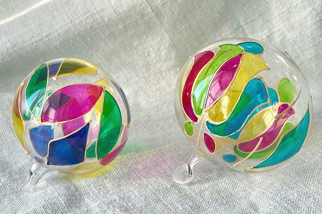 Vintage Italian Parise Vetro Glass Christmas Ornaments Set of 2 Made in ...