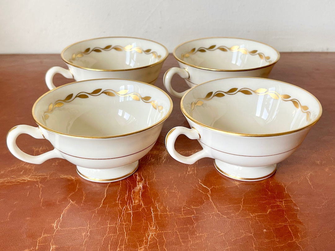 Lenox Golden Wreath Footed Tea Cups Set of 4 RARE 1930’s Lenox Gold ...
