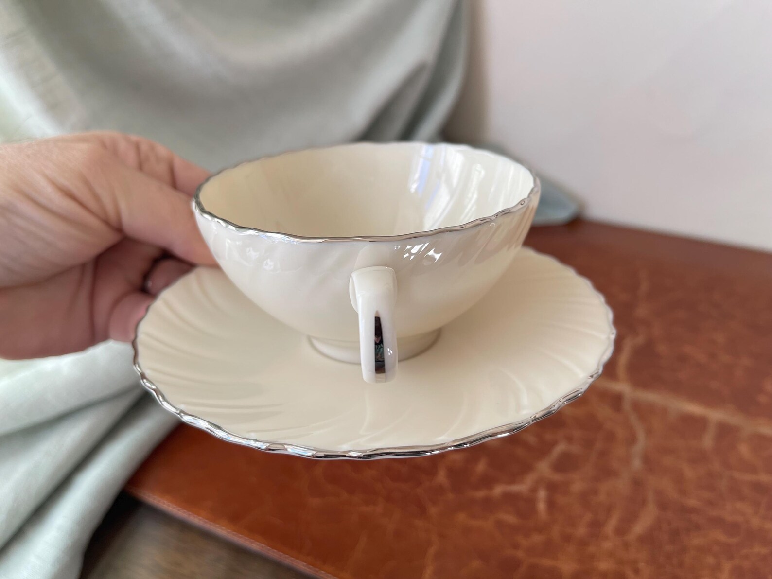 Vintage Lenox Weatherly Cup and Saucer 1960’s Lenox Embossed Swirl ...