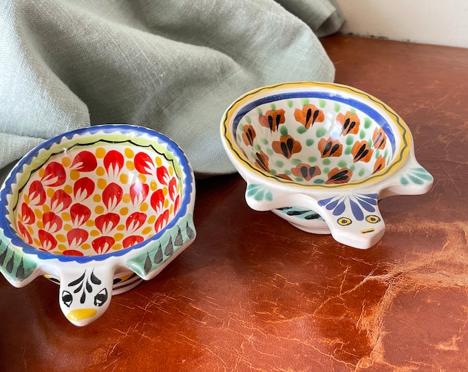 Mexican Majolica Pottery Salsa Bowls Set of 2 Mexican Turtle Shaped ...
