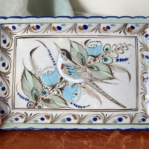 Vintage Ken Edwards Pottery Wall Plaque Bird and Flower Tray Platter ...