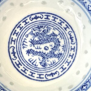 Vintage Chinese Rice Grain Pattern Porcelain Sauce Dishes Set of 3 Blue ...