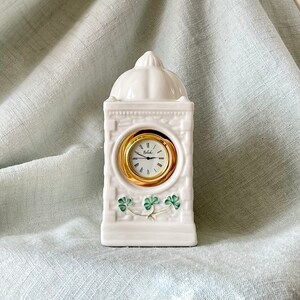 Belleek Ireland Tower Clock Parian Porcelain Hand Painted Shamrock ...