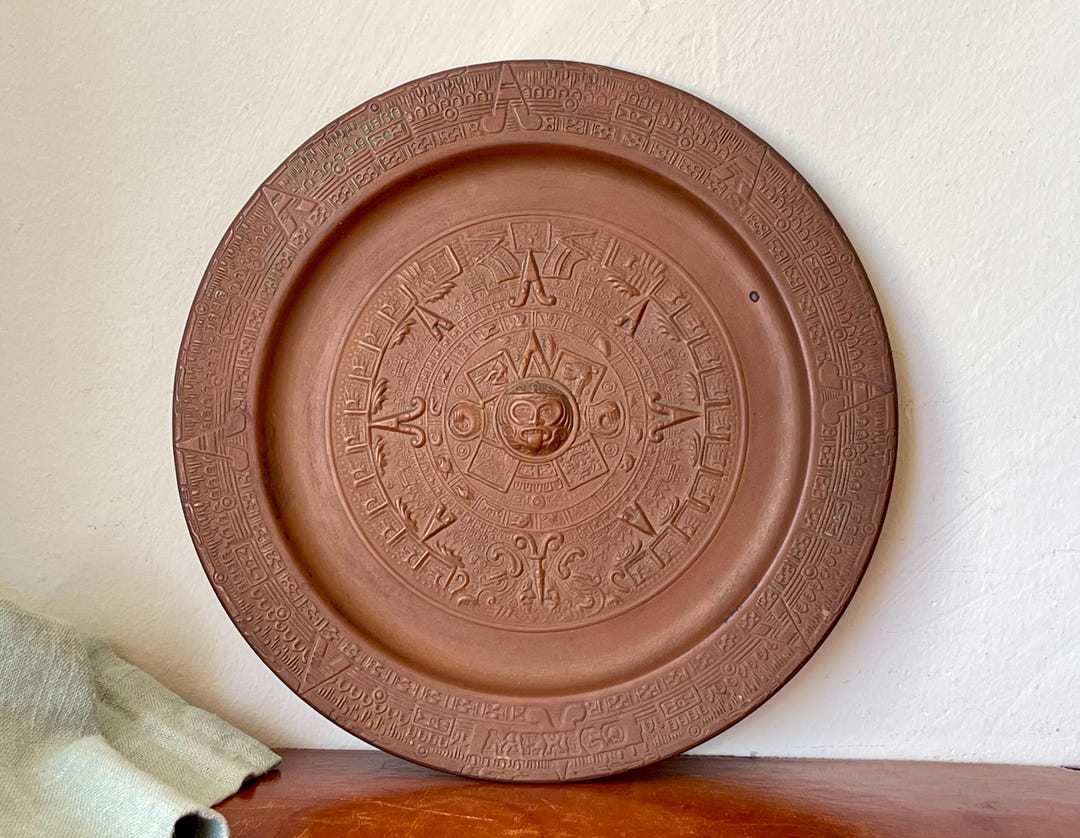 Copper Mayan Calendar Wall Plate Art High Relief Solid Copper Wall ...