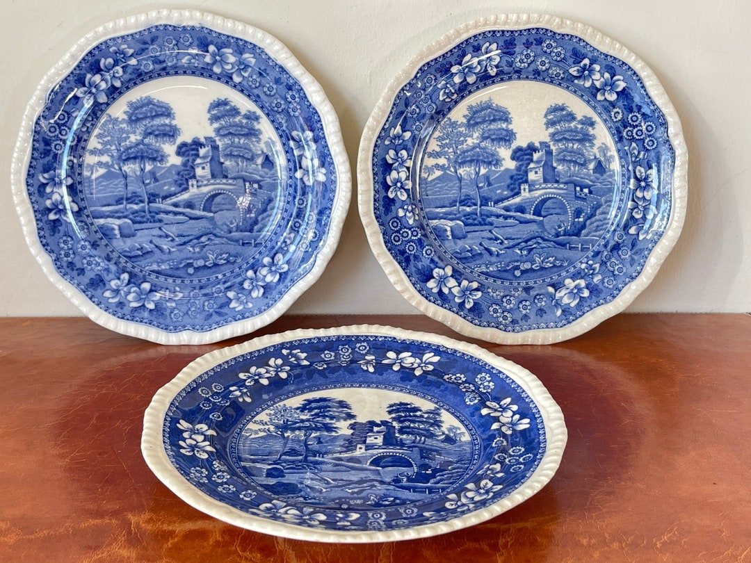 Antique Copeland Spode Blue Plates Set of 3 Spode’s Tower Plates With ...
