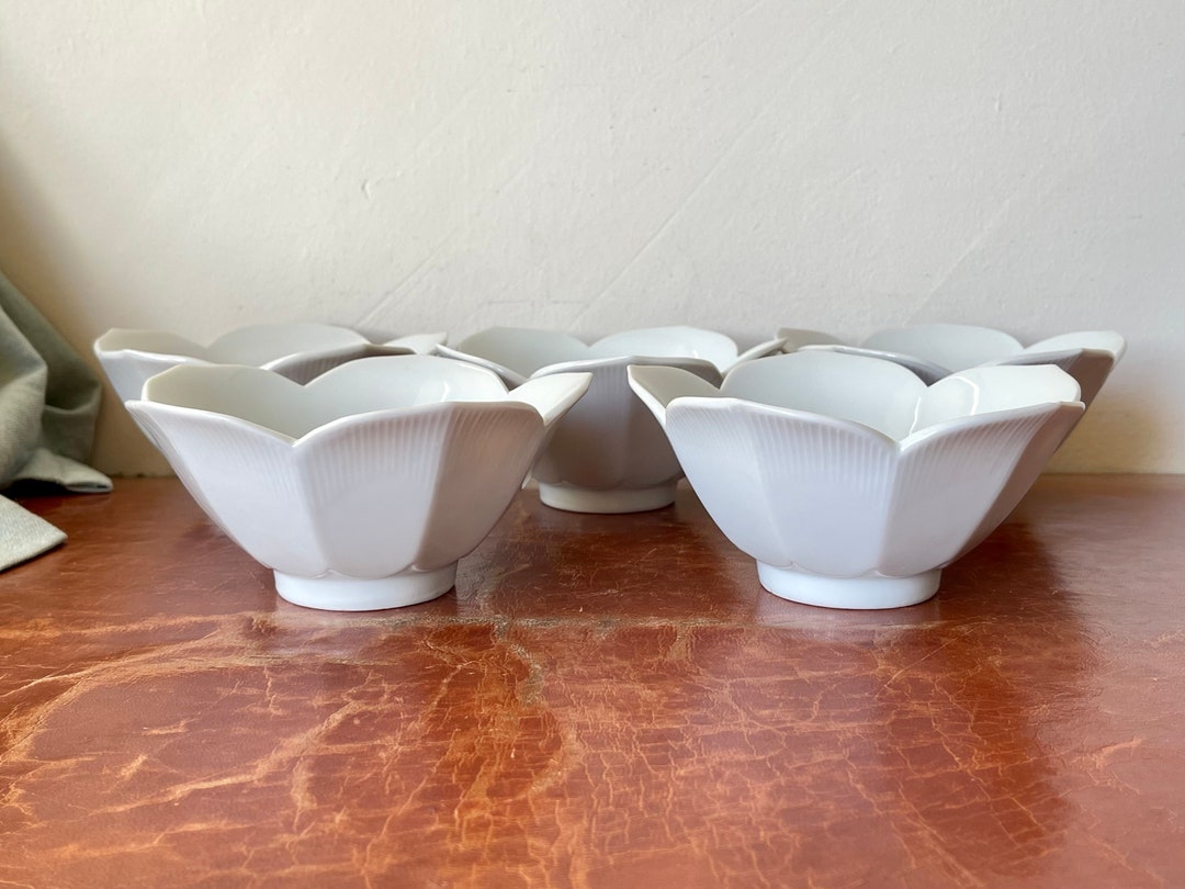 Japanese Otagiri Lotus Flower Bowls Set of 5 Porcelain Lotus Rice Soup ...